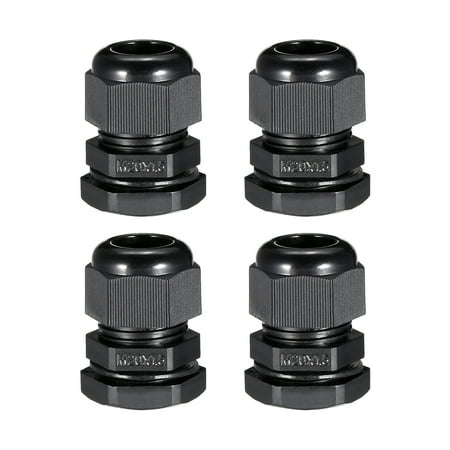 4Pcs M20 Cable Gland Waterproof Plastic Wire Glands Black for 6-12mm ...