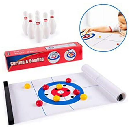 Ruiboury 3 in 1 Table Curling Game Bowling Shuffleboard Table Set ...