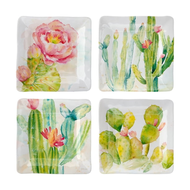 Gourmet Art 4-Piece Cactus Melamine 6 Inch Tidbit Plate/Appetizer ...
