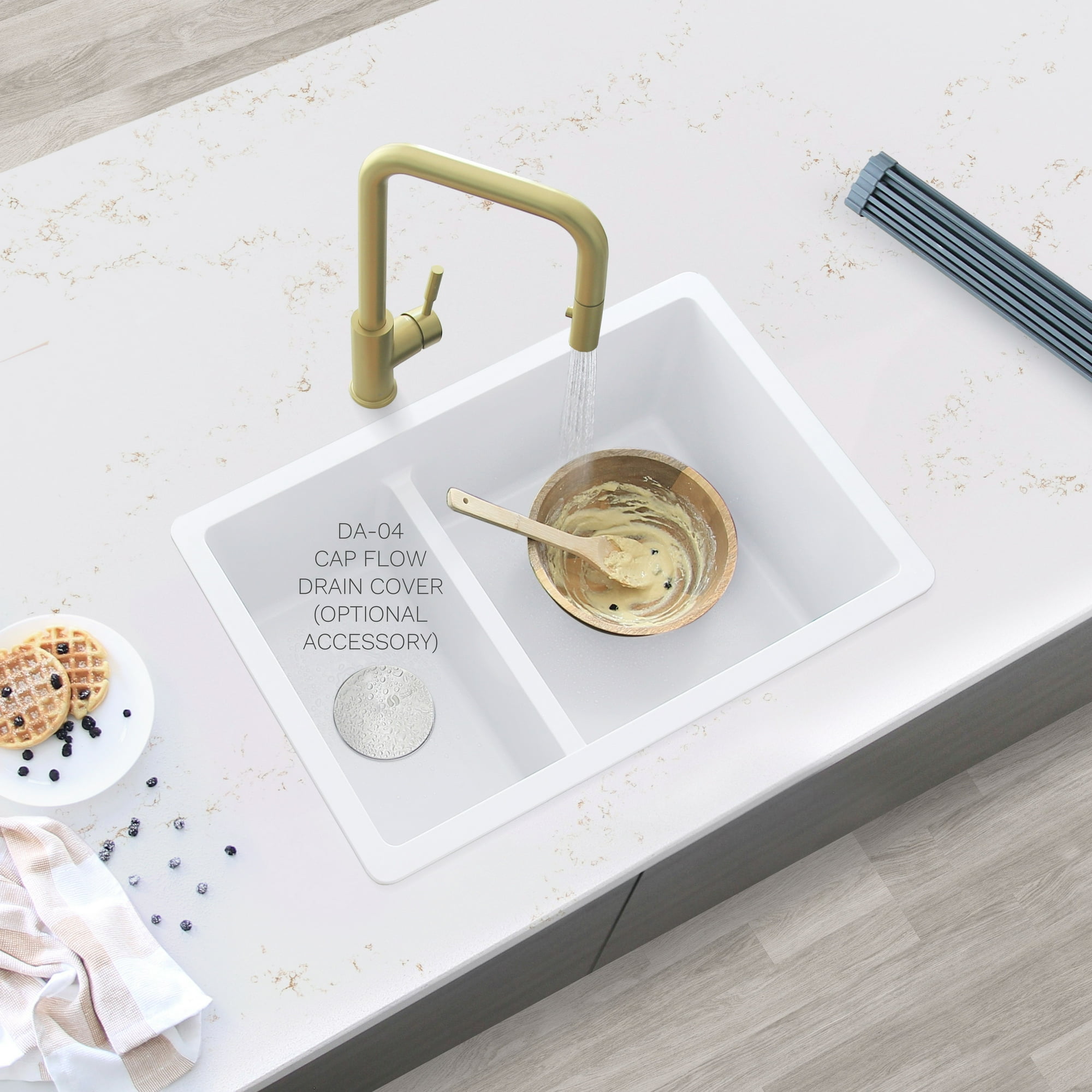 Click here for Stylish Dual Mount 27 White Composite Granite Doub... prices