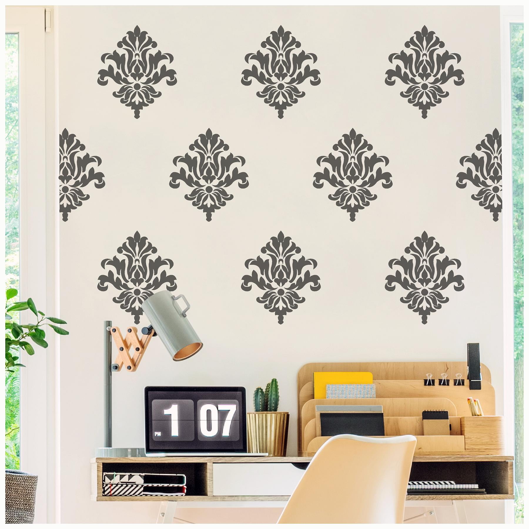 Damask Set of 18 Vinyl Wall Decal Self Adhesive Wall Pattern Decals ...