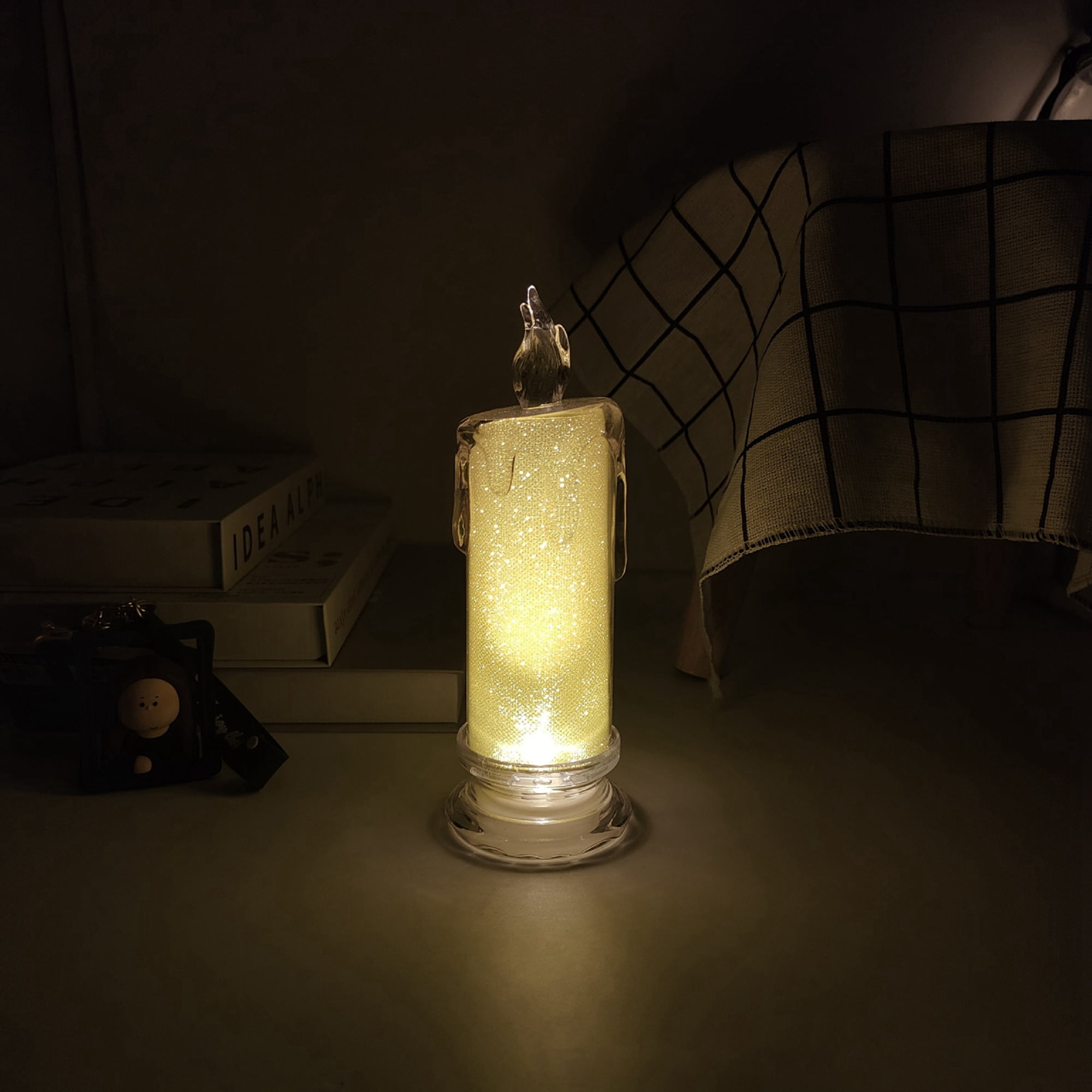 Candles Shape LED Light Rotating Glitter Flameless Candle Warmer Lamp ...