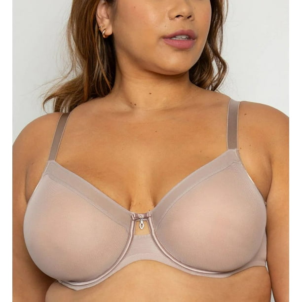 Sheer Mesh Full Coverage Unlined Underwire Bra Bark