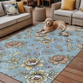 Damask Florals Indoor Outdoor Rugs 3x5 Ft, Retro Yellow Ornate Vines ...