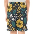 BZSMCE Adjustable Drawstring Casual Shorts With Yellow Floral on Black ...
