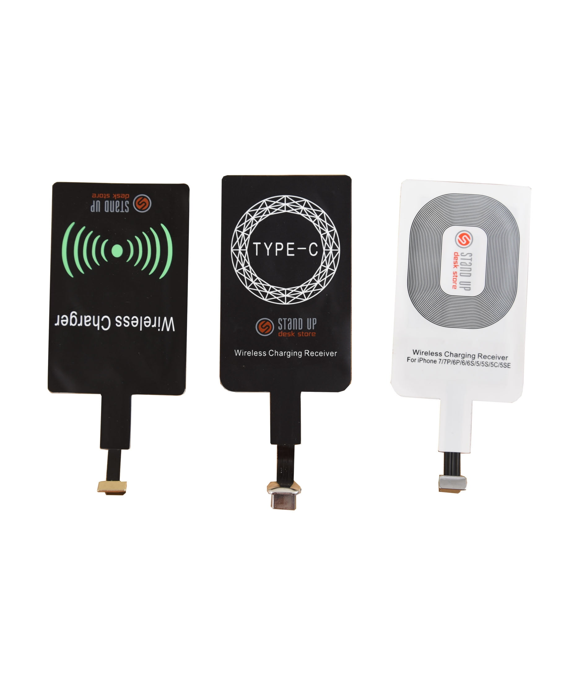 Stand Up Desk Store Wireless Charging Receiver 3-Pack - Includes USC-C ...