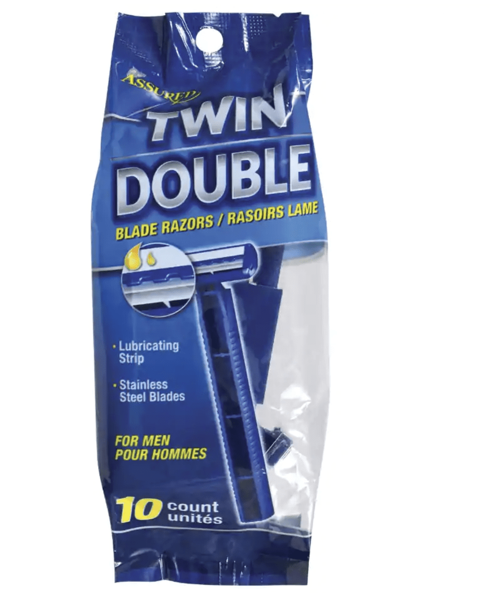 Assured Twin Blade Disposable Razors with Lubricating Strips, 10-ct ...