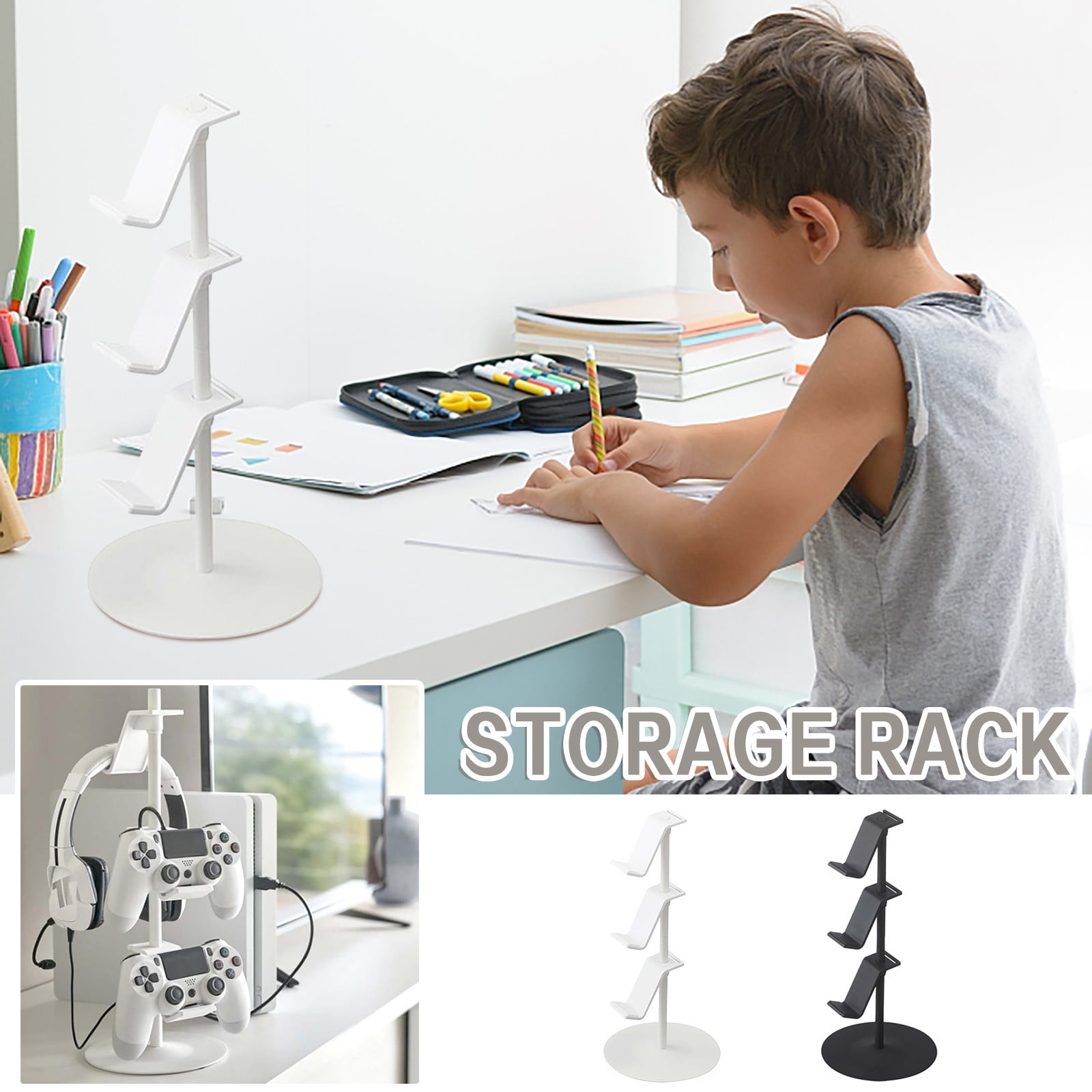 Wovilon Controller Stand 3 Tier, Headset Stand, Multi-Adjustable Game ...