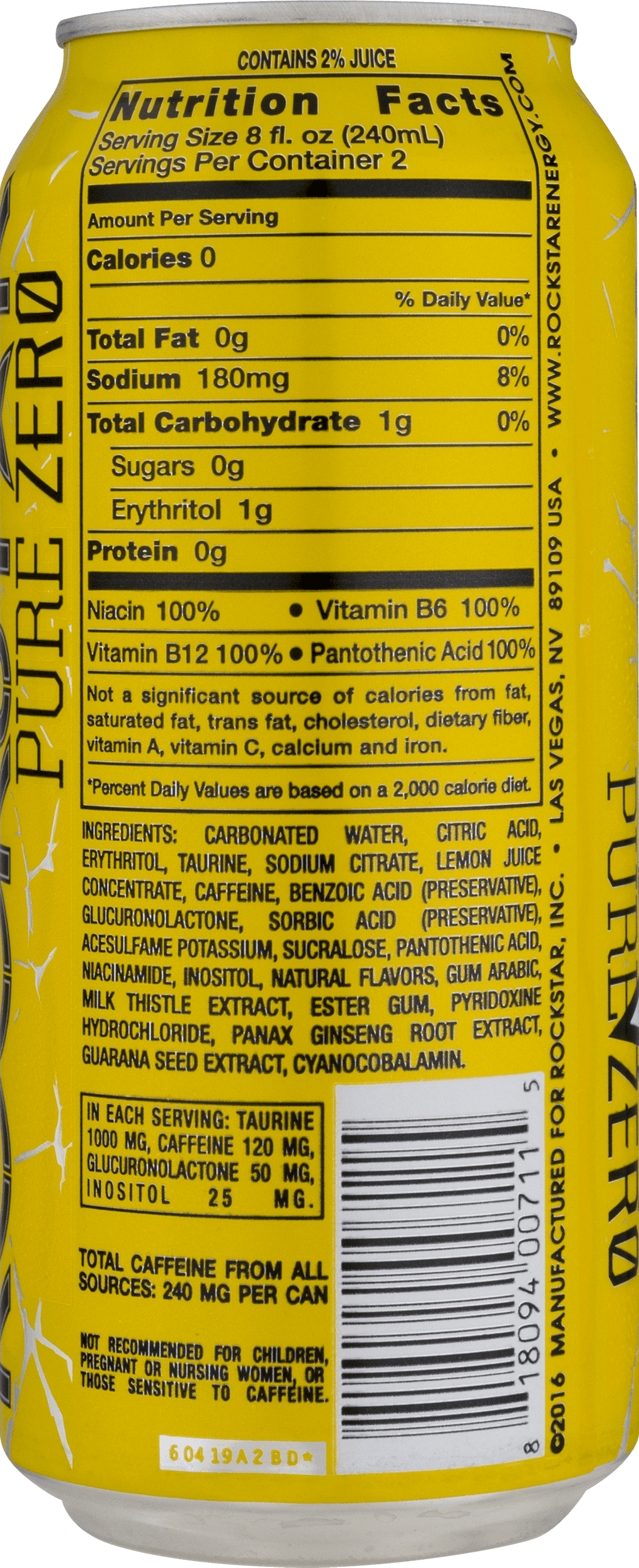 Rockstar Lemonade Nutrition Facts