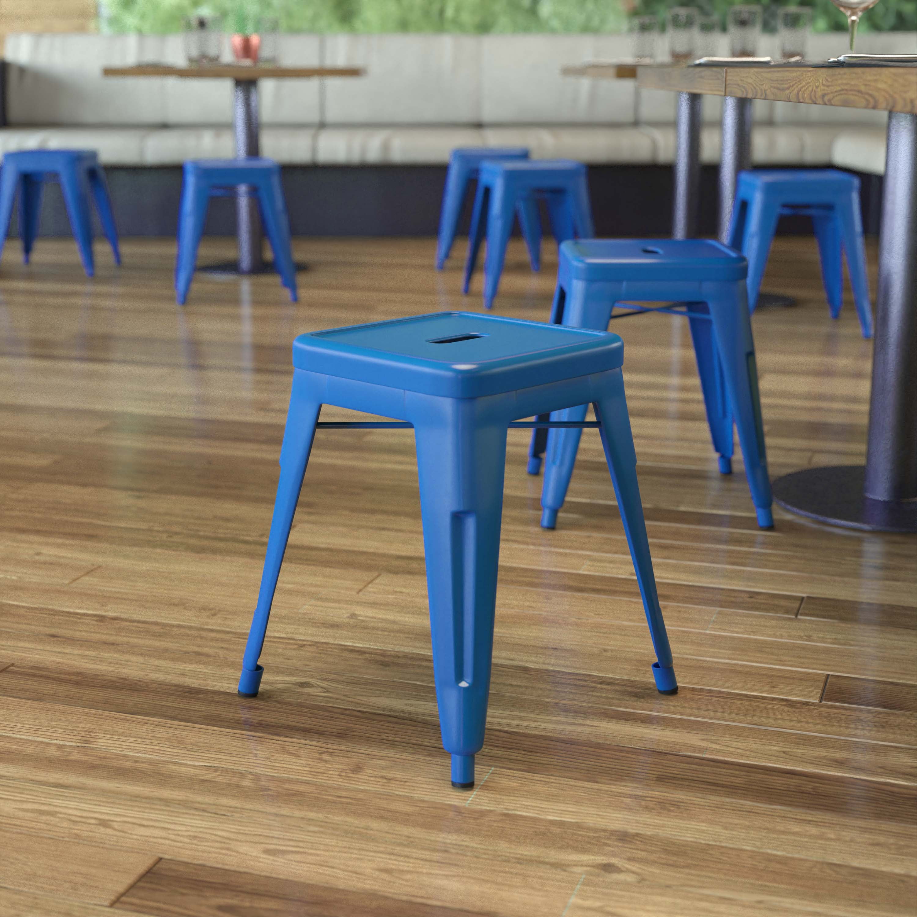 BizChair 18 Table Height Stool Stackable Backless Metal Indoor Dining