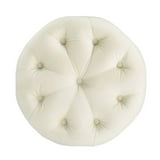 Tufted Accent Chair Ottoman, Round, Velvet, Ivory White, Modern ...