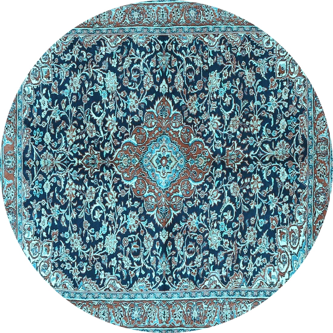 Ahgly Company Indoor Round Medallion Light Blue Traditional Area Rugs ...