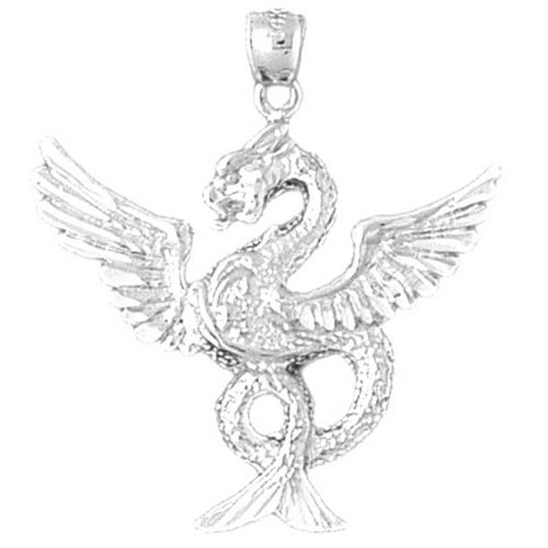Jewels Obsession - 18K White Gold Dragon Pendant - 33 mm - Walmart.com ...