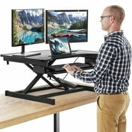 VIVO Black Electric Height Adjustable Corner Desk Riser with Dual ...
