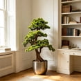 TOARTi Artificial Pine Tree Faux Natural Trunk Green Leaves Plant With ...