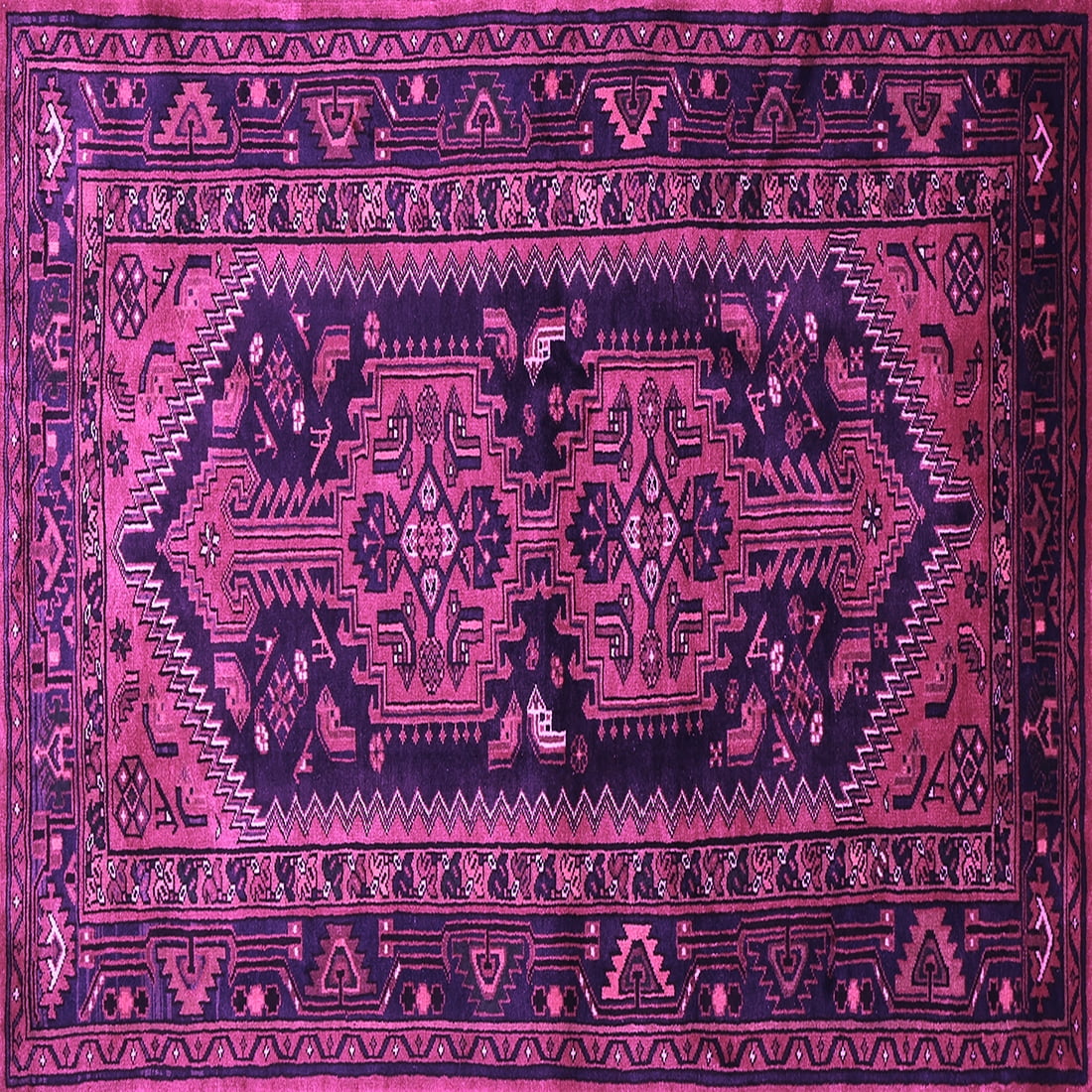 Ahgly Company Indoor Square Persian Purple Traditional Area Rugs, 6 ...