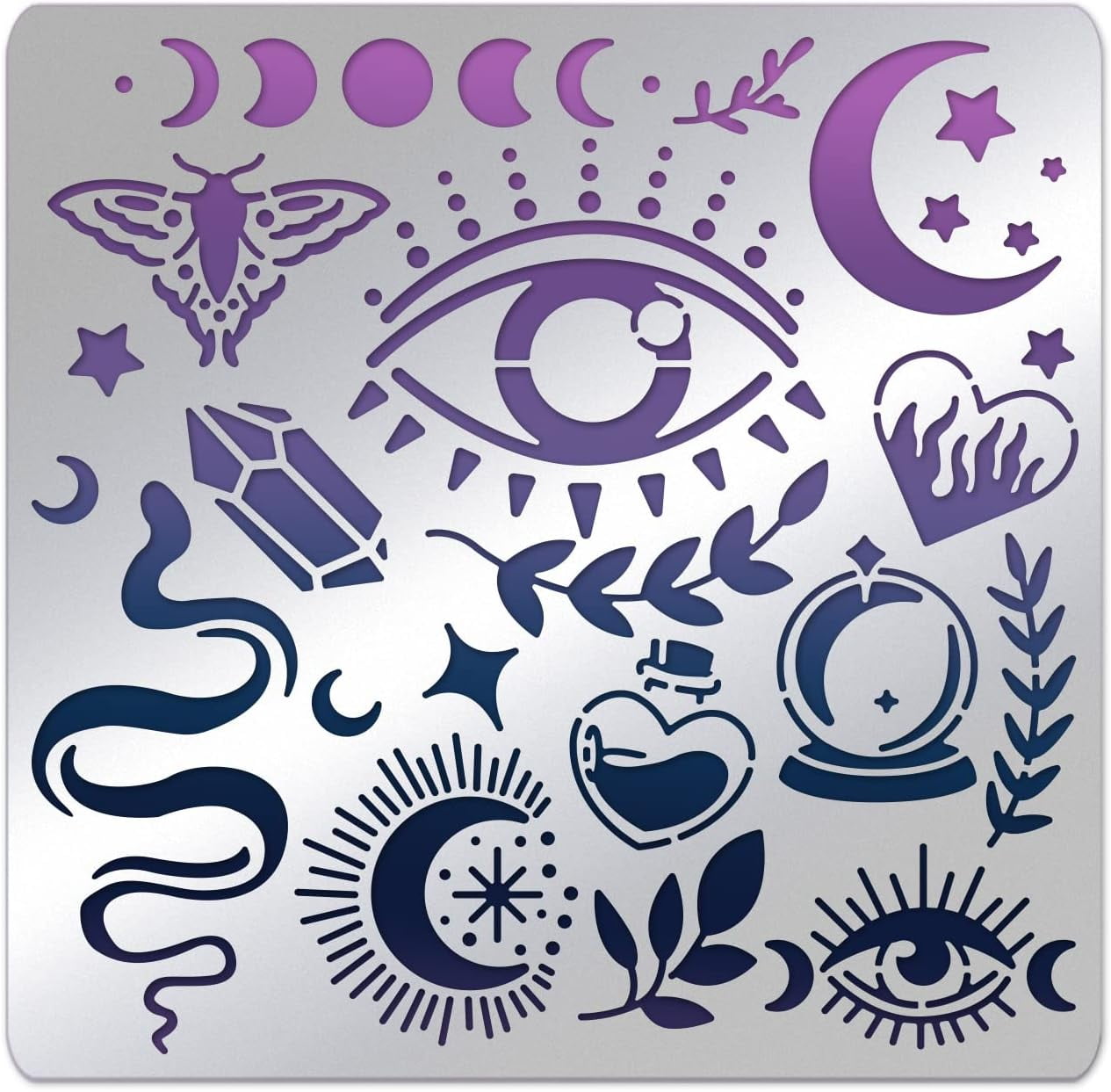 Witchcraft Theme Stencils 6x6 Inch The Devil's Eye Snake Moon Stainless ...