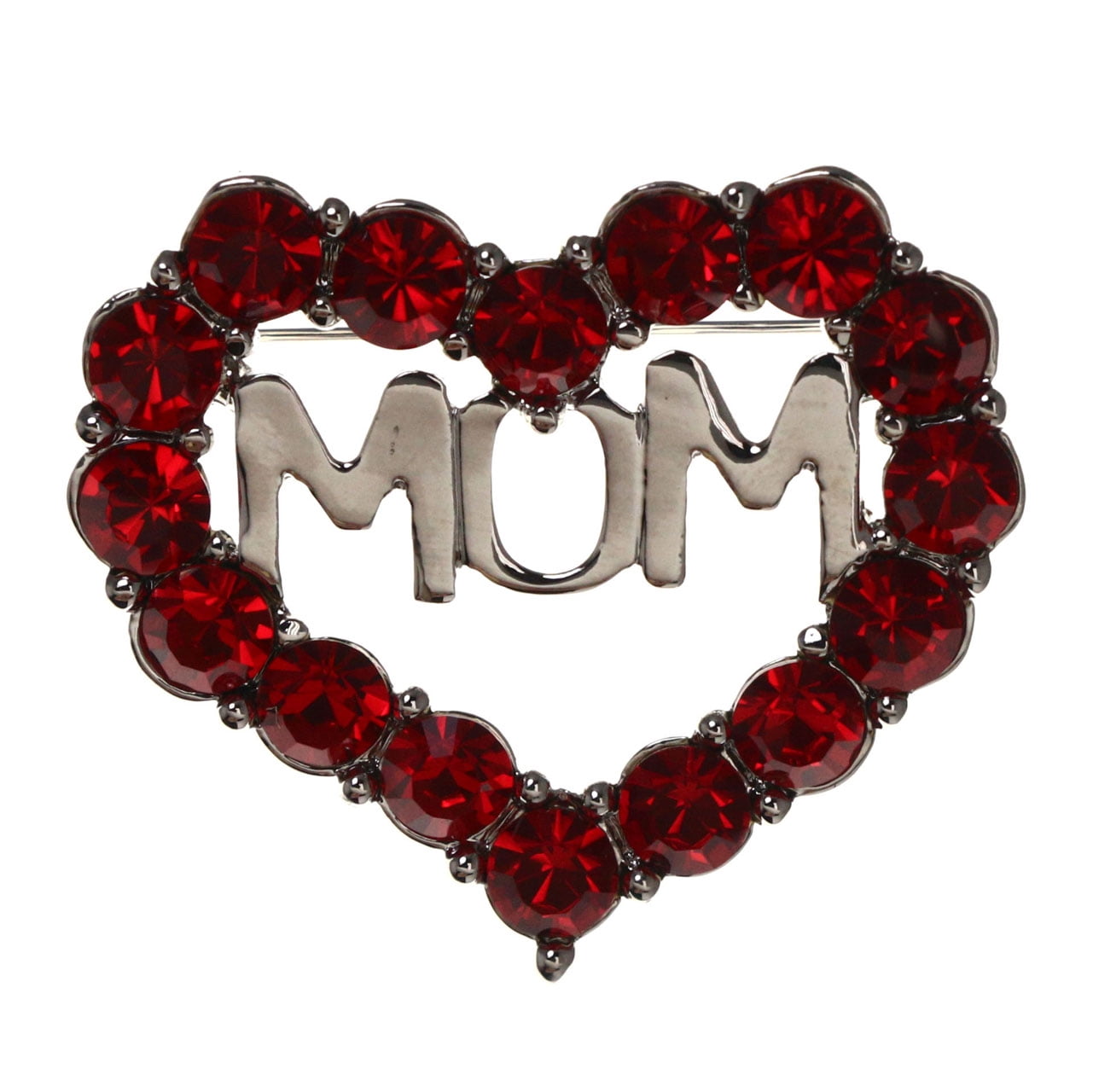 Mi Amore Heart Mom Brooch-Pin Silver-Tone & Red - Walmart.com
