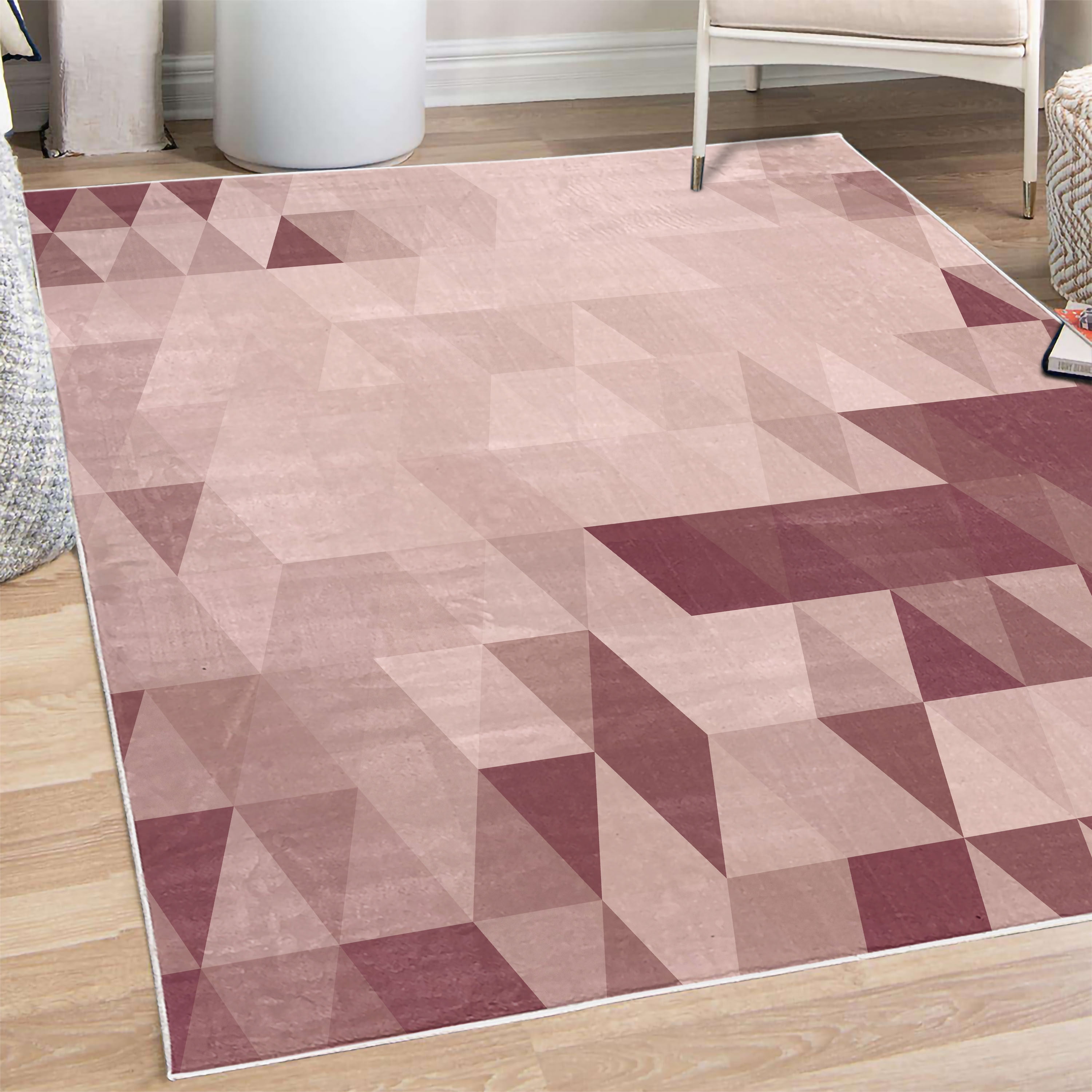 Geometric Decorative Rug, Triangle Mosaic Shapes Patterns with Abstract ...