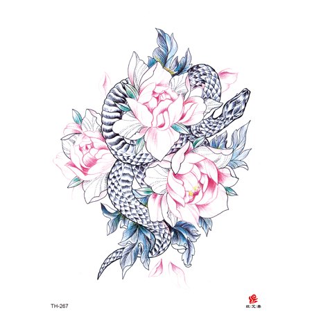 lotus flower snake large 8.25" temporary arm tattoo - Walmart.ca