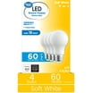 Great Value 18YR A19 LED Light Bulb Dimmable 7W Soft White E26 Base 4 Pack - Walmart.com