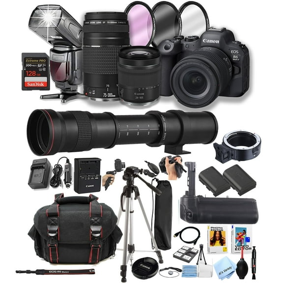 Canon EOS R6 Mark II Mirrorless Camera + Canon RF 24-105mm STM and EF ...