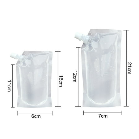 10pcs Plastic Water Bag Reusable With Funnel Flask Bags Drinking Pouch ...