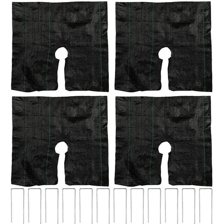 4 Pieces 24 Inch Tree Mulch Landscape Fabric Tree Weed Barrier Mat ...