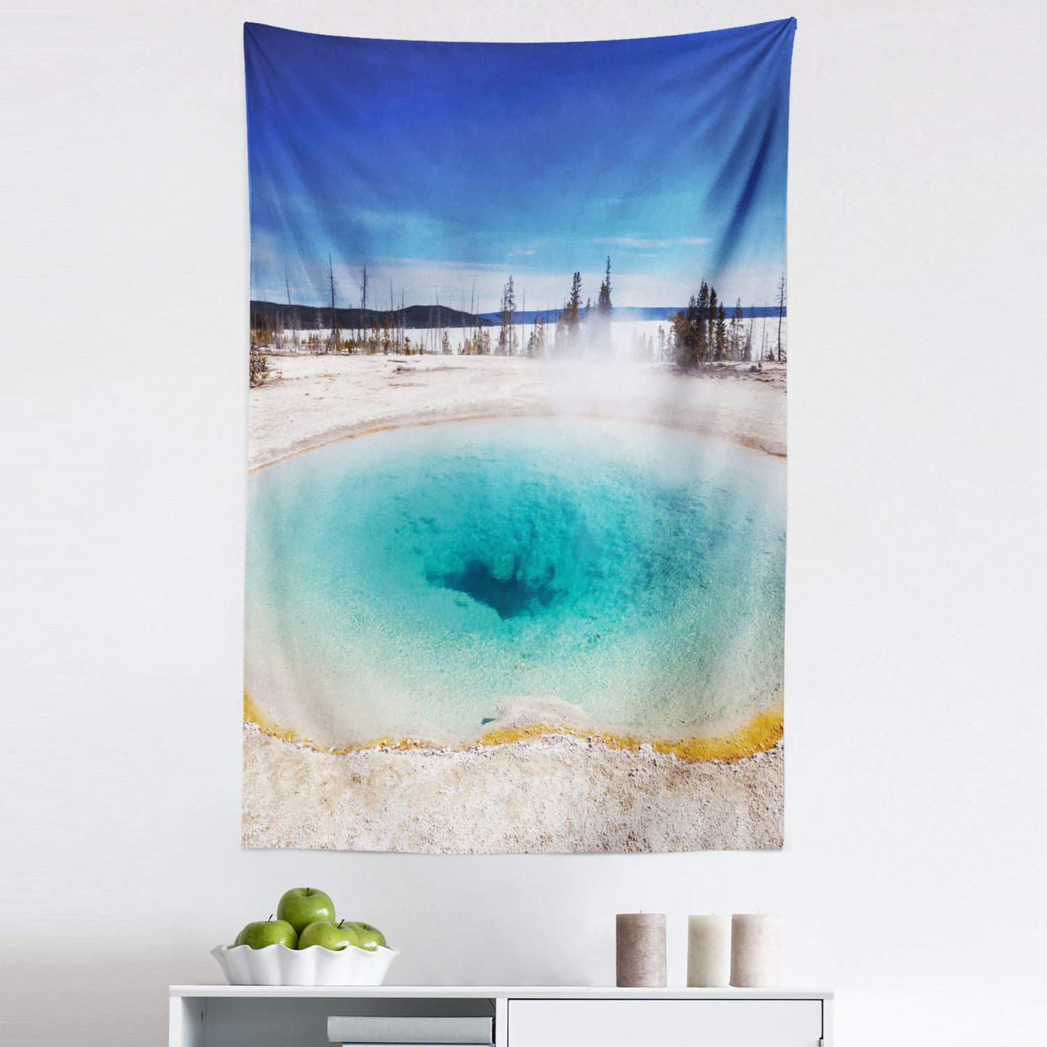 Yellowstone Tapestry, Volcanic Hot Spring in Yellowstone Park Snowy ...