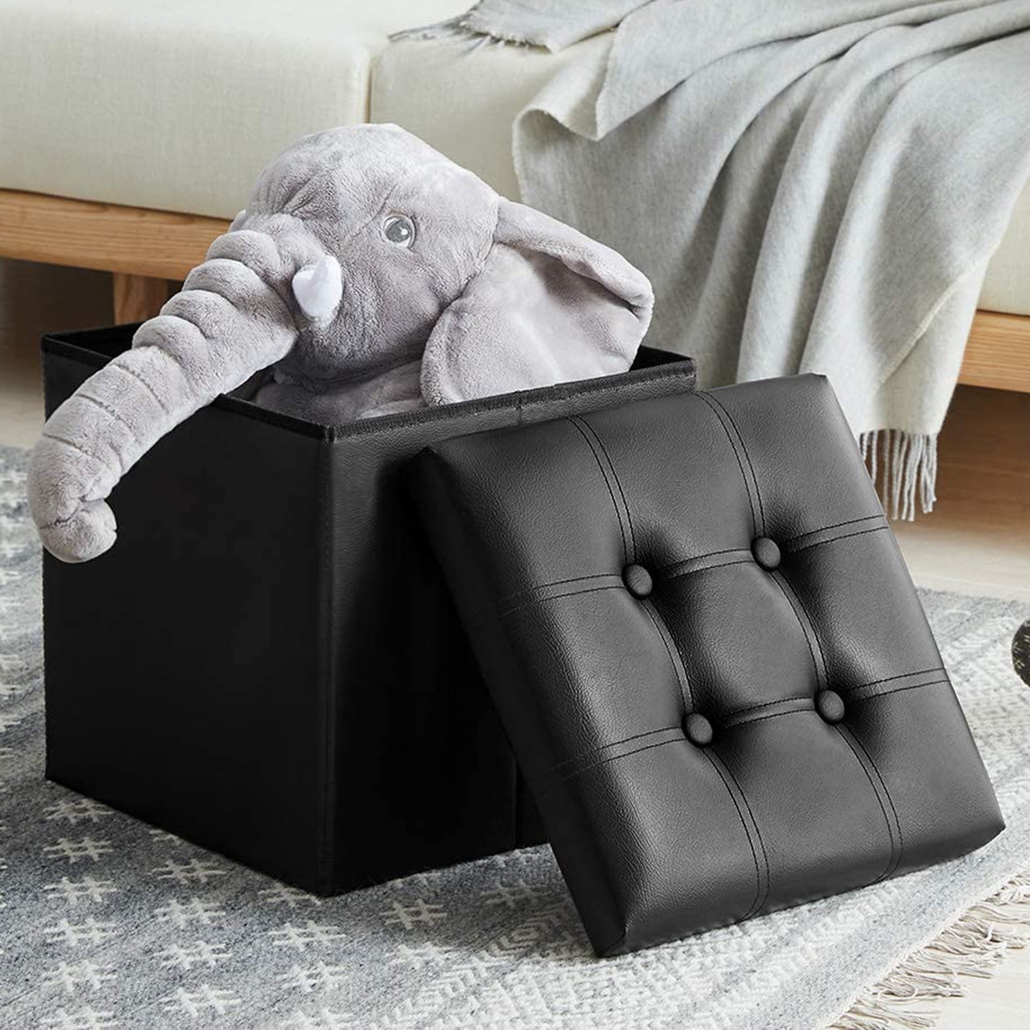 UWR-Nite 15 inches Storage Ottoman Cube, Foldable Storage Boxes ...