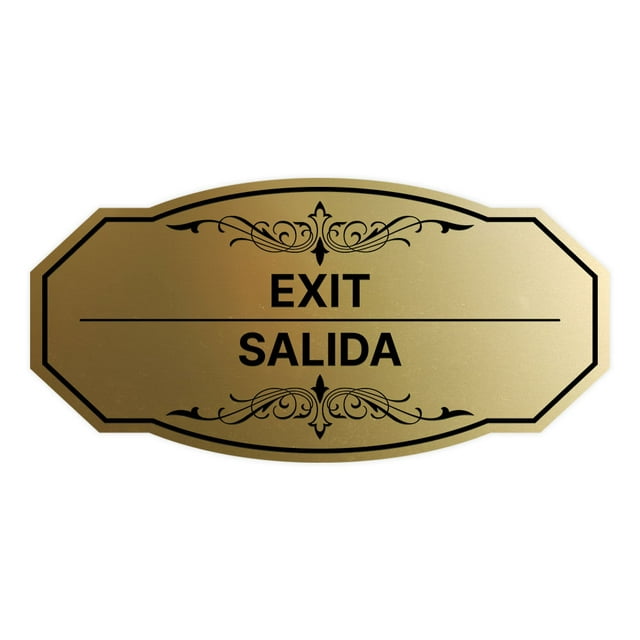 Signs ByLITA Victorian Exit/Salida Bilingual Sign (Brushed Gold ...