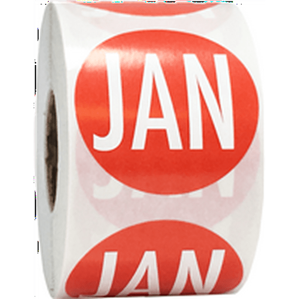Red January Months of the Year Circle Sticker | 1.5" Inches Round | 500 ...