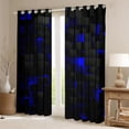 Geometric 50% Blackout Curtains 42" Wx90 L Black Navy Royal Blue Window ...