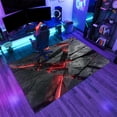 3D Stone Area Rugs, Red Neon Cracked Pattern Carpet, Washable Non Slip ...