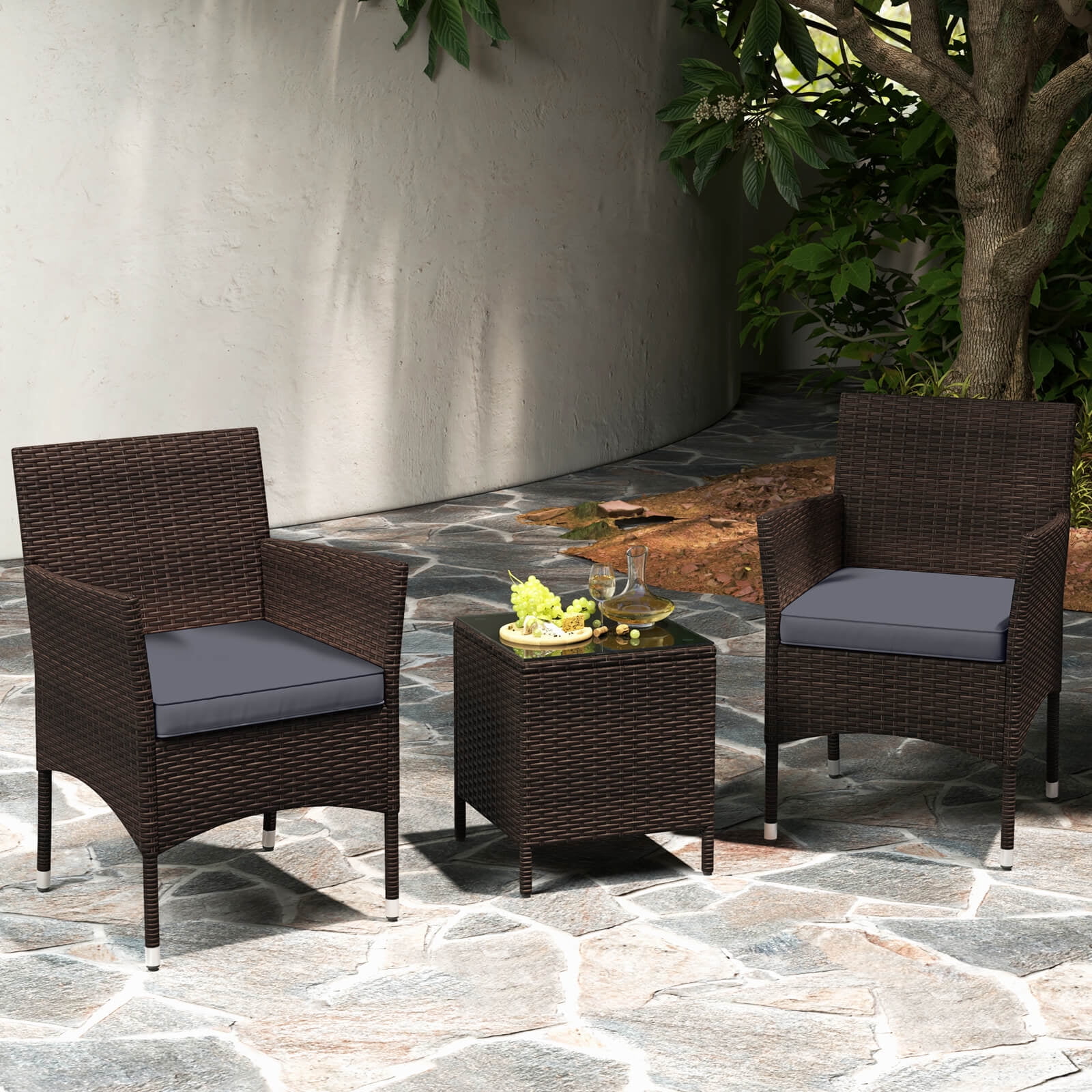 Click here for Costway 3 Pcs Outdoor Conversation Set With Cushio... prices