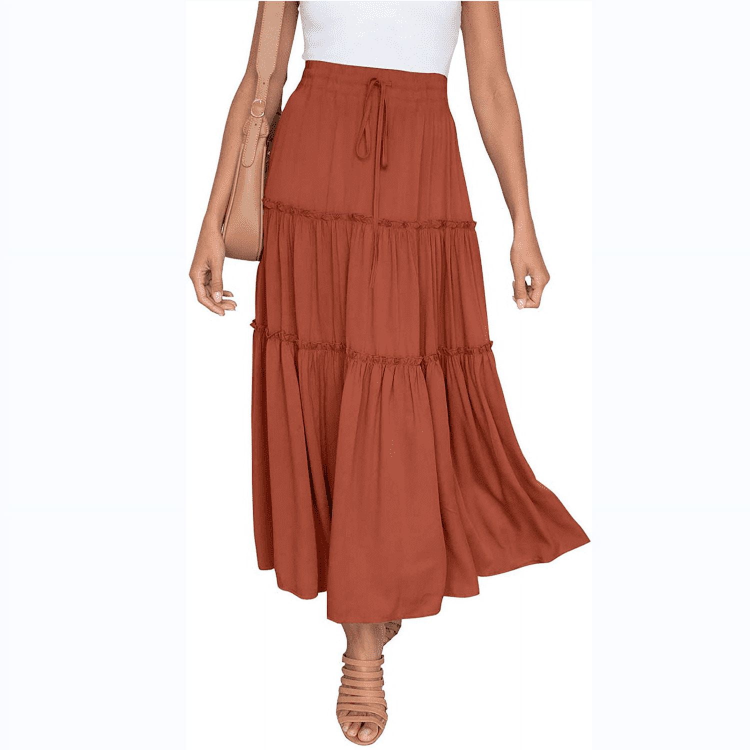 Click here for Generic X Womens Solid Maxi Skirt Layered Tiered R... prices