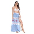 Blue Background Pink Hearts White Lace Valentine Women's Swimwear Cover ...