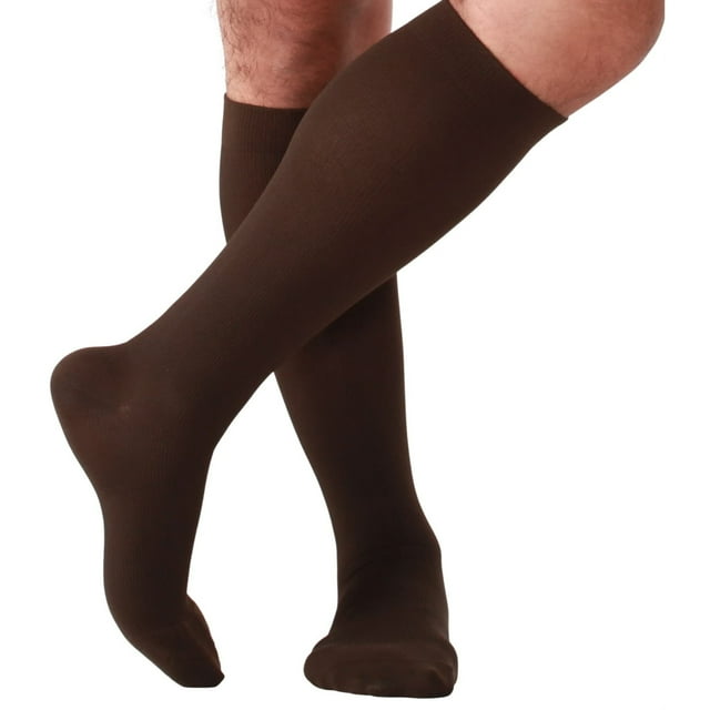 Made in USA - Mens Compression Socks 15-20 mmHg Post Surgery - Brown, X ...