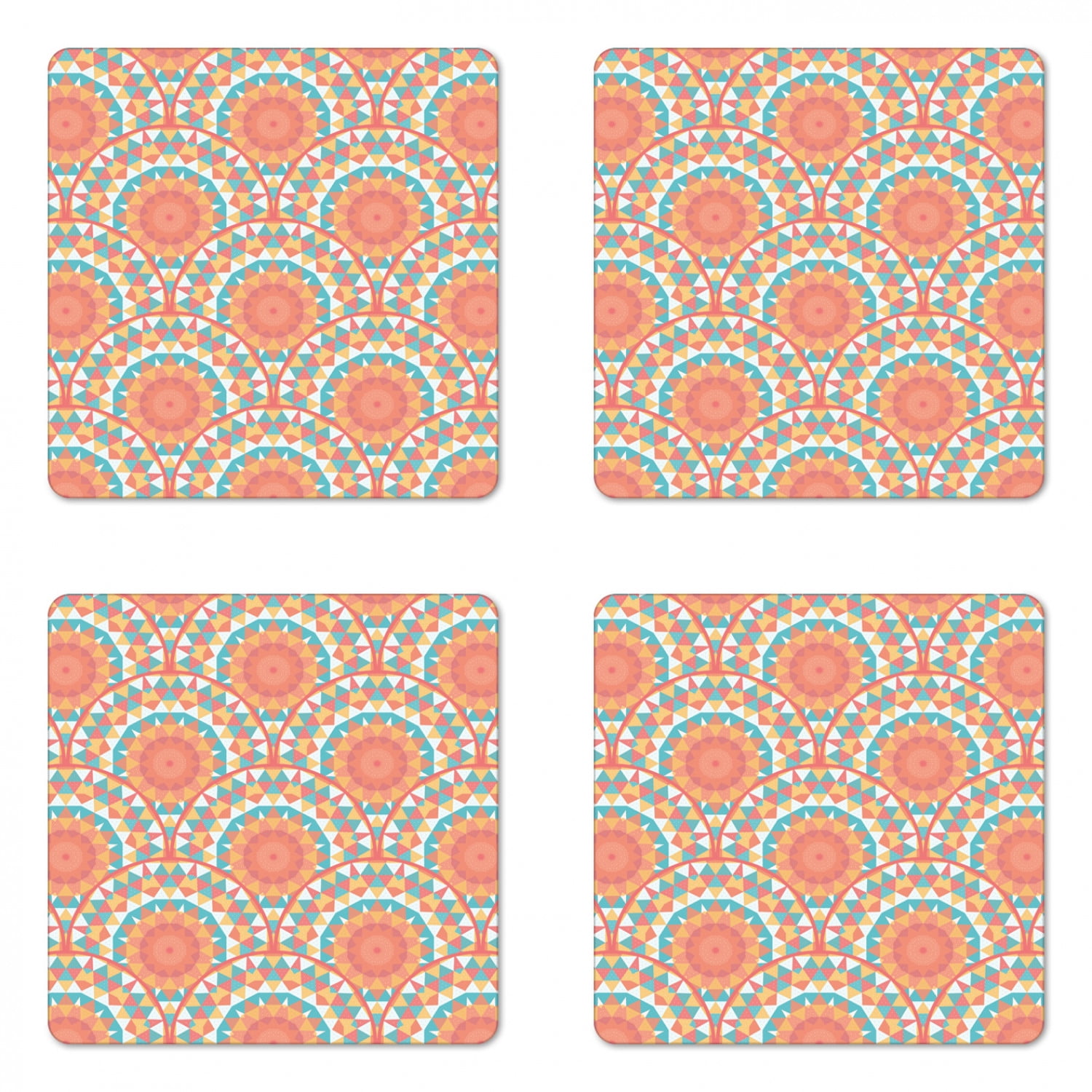 Pastel Coaster Set of 4, Triangles in Circular Formations Native ...