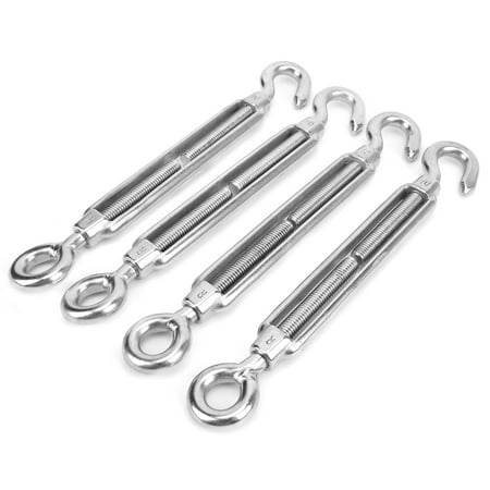 Greensen Wire Rope Tension Screw,Hook Eye Turnbuckle,4PCS M10 Stainless ...