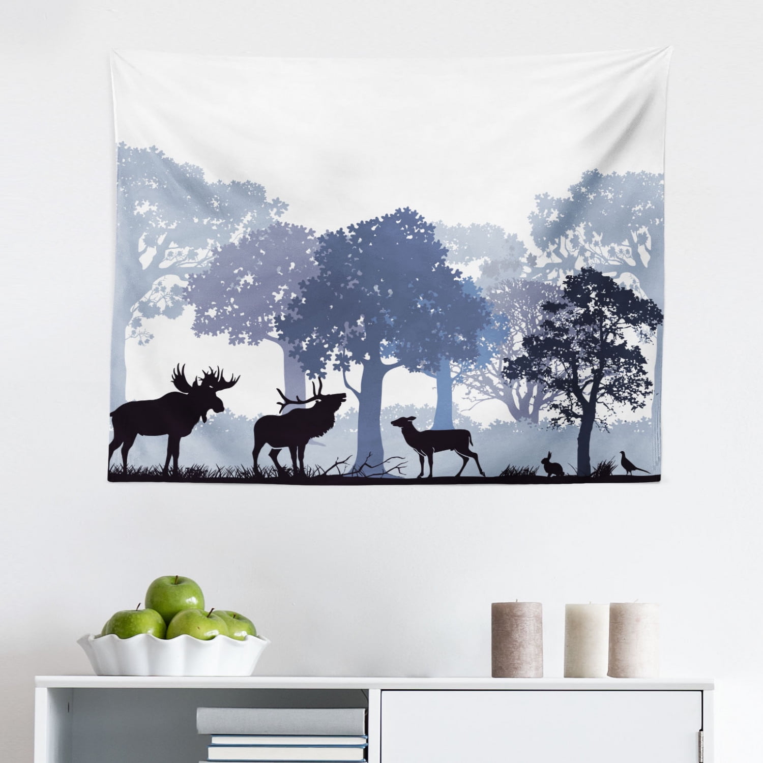 Moose Tapestry, Psychedelic Watercolor Paintbrush Style Vivid Toned ...