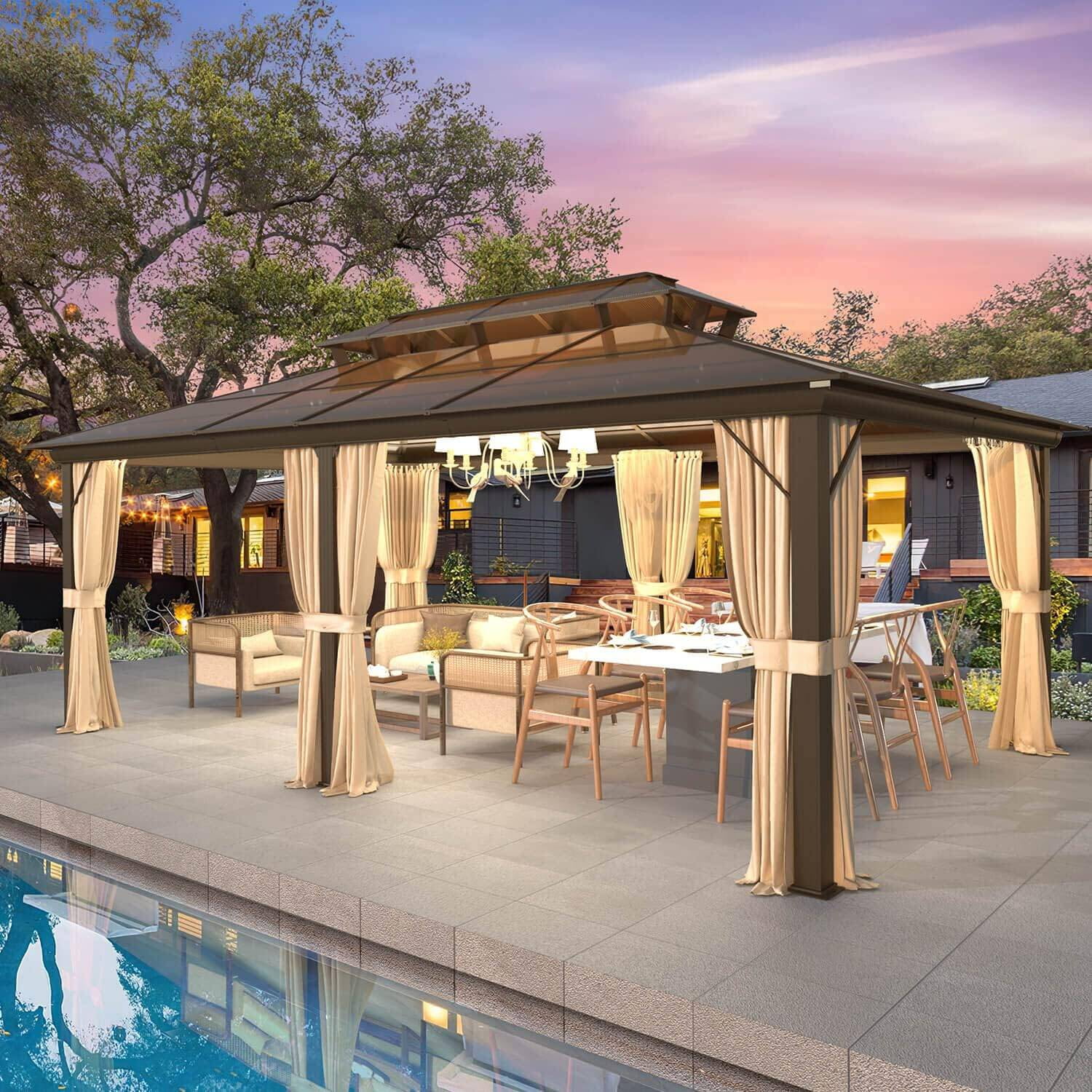 Click here for Mellcom 12 X 20ft Hardtop Gazebo  Polycarbonate Do... prices