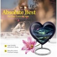 Northern Lights Over Serene Mountain Lake - Heart Shaped Urn With Stand ...