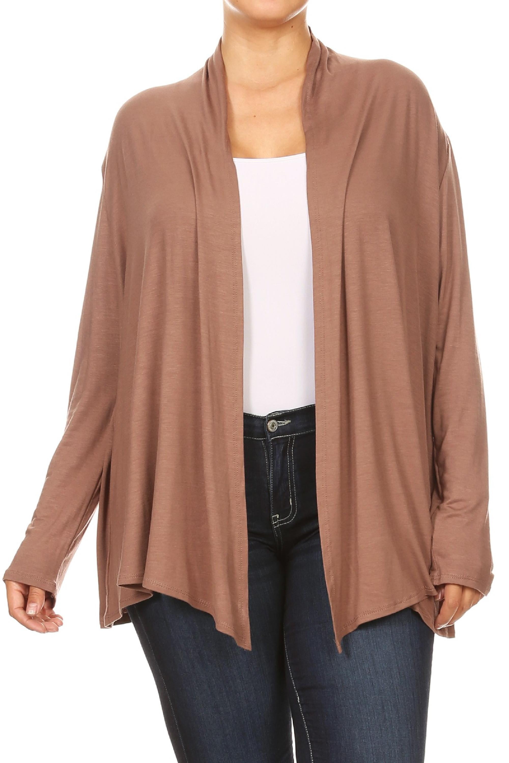 Women's Casual Plus Size Lightweight Soft Long Sleeves Relaxed Fit Open ...