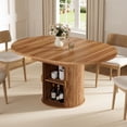 Extendable Round to Oval Dining Table with Integrated Hidden Storage ...