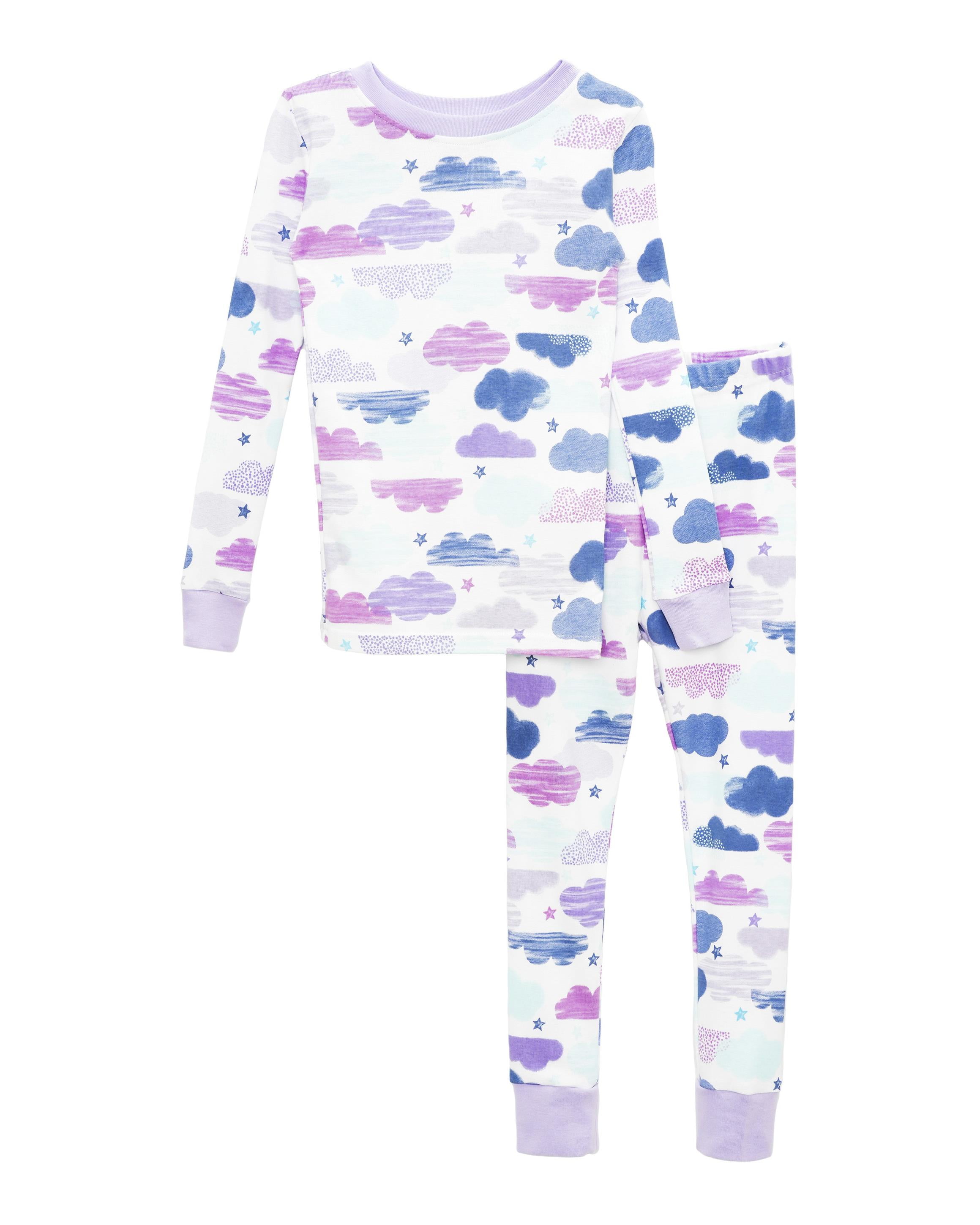 Prestigez Girls Organic Cotton 2 Piece Pajama Set, Clouds, Clouds, Size ...