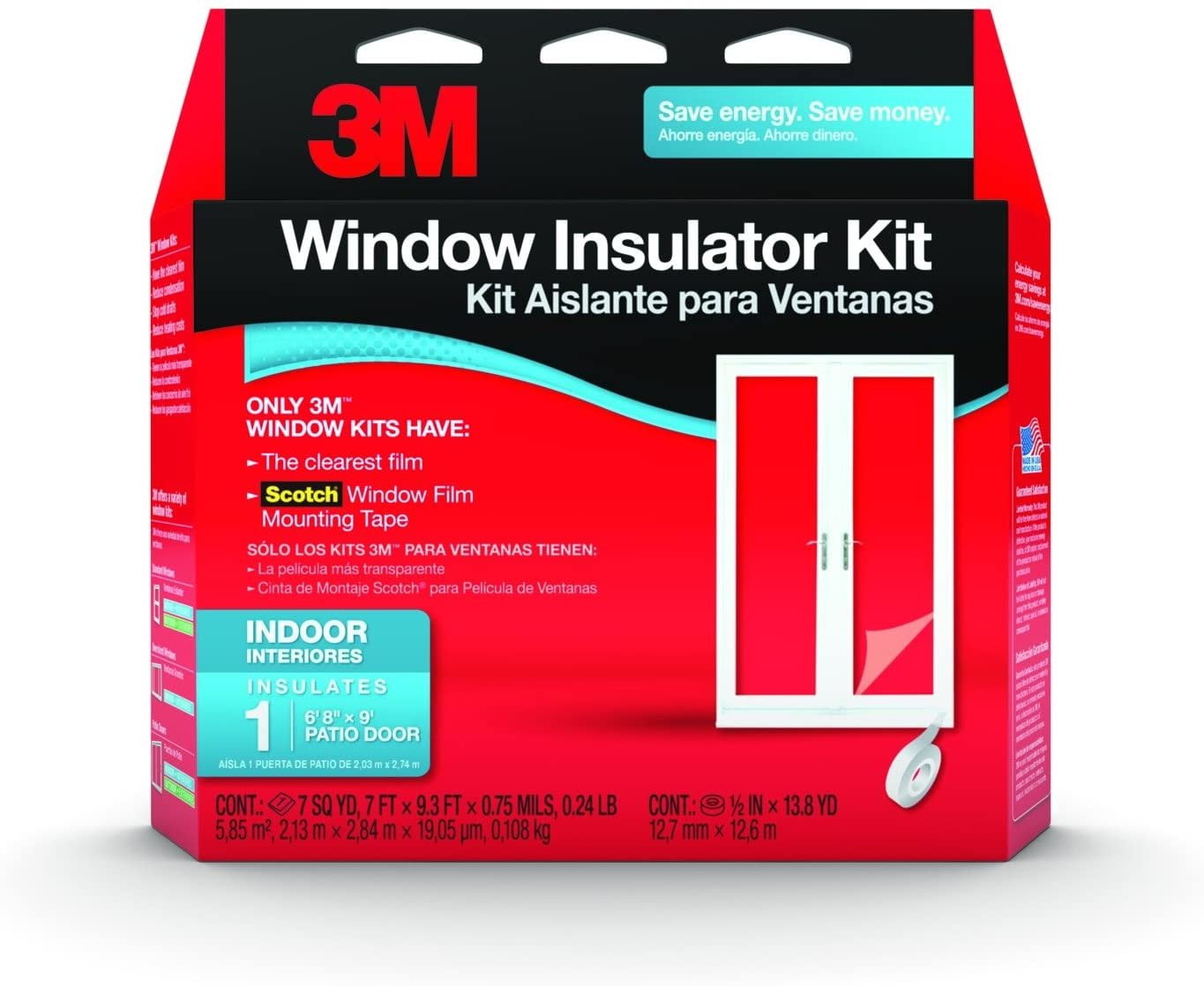 3M 2144W-6 Indoor Patio Door, Heat or Cold Insulation for Large Windows ...