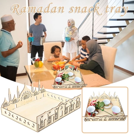 LSLJS Wooden Plates, Fruit, Candy Trays For Eid Al Fitr Decorations For ...