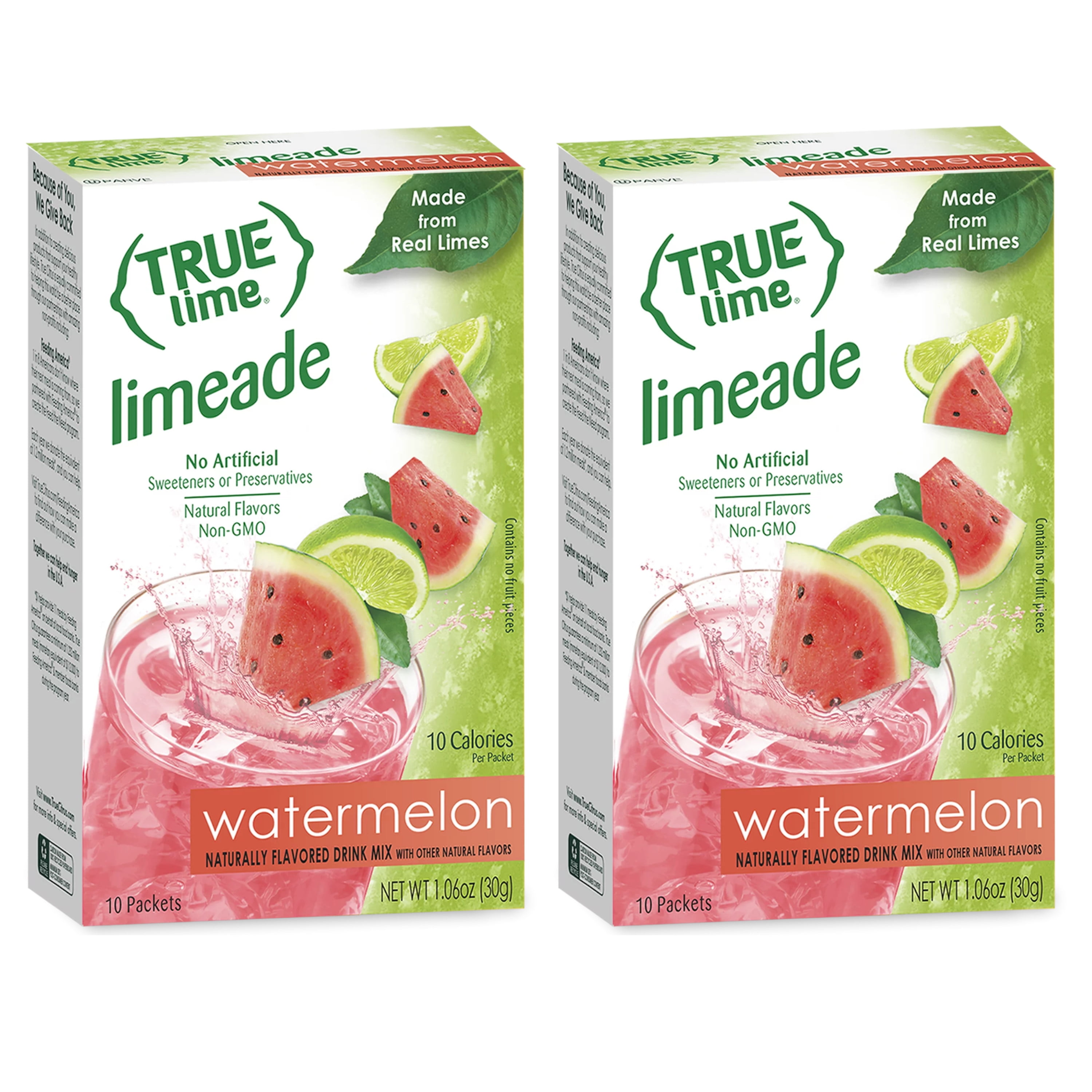 (10 Packets) True Lime Watermelon Limeade Stevia Sweetened, On-The-Go ...