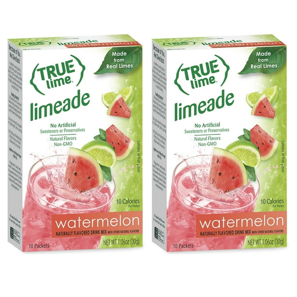 (10 Packets) True Lime Watermelon Limeade Stevia Sweetened, On-The-Go ...